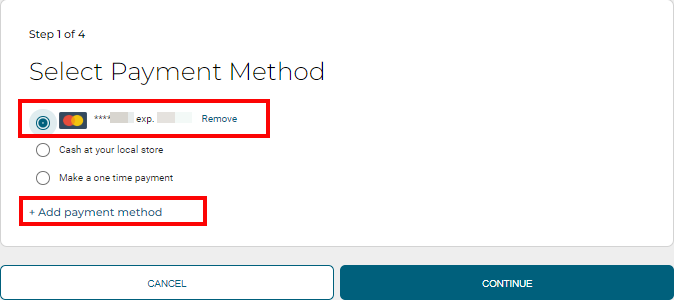 You can choose 'Cash at your local store'