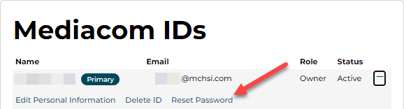 Click ‘Reset Password’