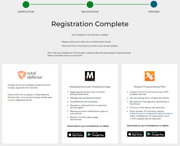 Registration is now complete.
