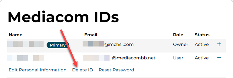 Select ‘Delete ID’ to disable the ID.